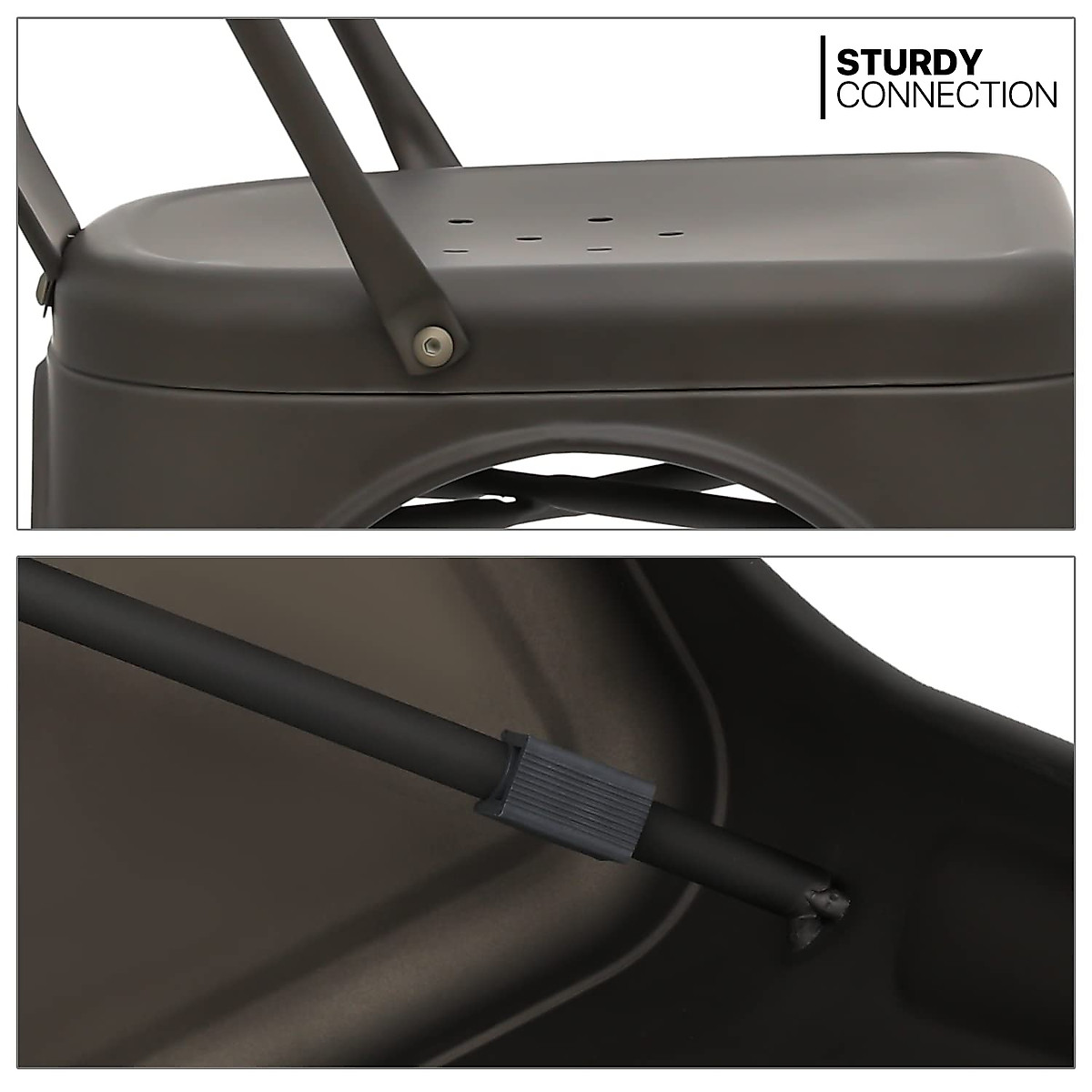 MoNiBloom Metal Dining Chair Set of 4 Stackable Indoor 17.5" Seat Height Bar Chairs with Back Outdoor Side Metal Kitchen Chairs for Bistro Cafe Side Restaurant Use, Gunmetal