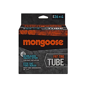 Mongoose Fat Tire Bike Tube, Schrader Valve, 26 x 4 inch , Black