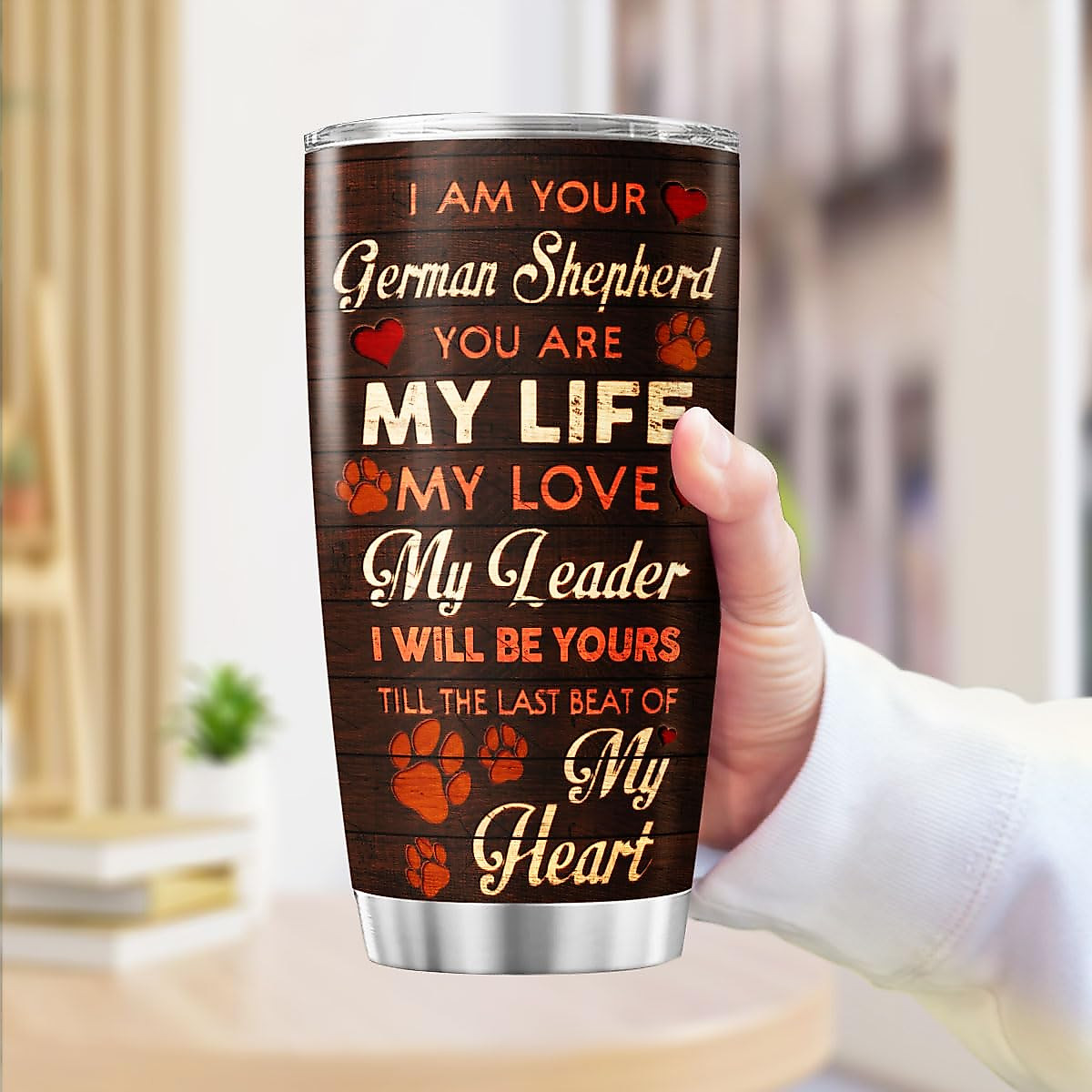 Best Handle, Dog Mom Gifts, Tumbler 20 Oz With Lid And Straw, Dog German Shepherd