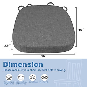 BUYUE Thickened 2.5" Original Linen Dining Chair Cushion, U-Shape High Density Foam Comfortable Chair Pad for Kitchen, Slip Resistant Indoor Seat Cushion (1 Piece, Dark Gray)