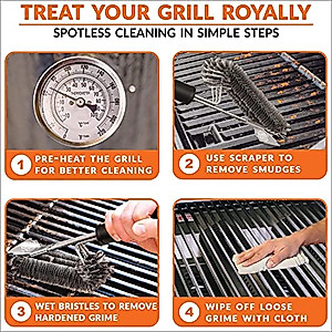 BBQ Grill Brush&Scraper for Outdoor Grill 18" Stainless Steel Grill Cleaning Brush Grill Grate Cleaner Safe Grill Accessories for Weber Gas, Charcoal, Smoker, Cast Iron,Infrared-Gifts for Men