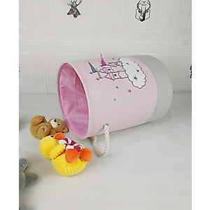 KUNRO Large Sized Round Storage Basket Organizer Bin Laundry Hamper for Nursery Clothes Toys