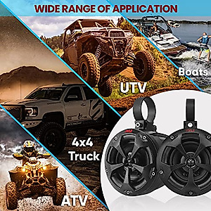 Pyle Waterproof Off-Road Speakers with Amplifier - 4-Inch Marine Grade Speakers for Outdoor Audio - 1500W 4-Channel System - ATV, UTV, Quad, Jeep, Boat Compatible