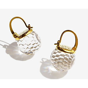 Crystal Earrings for Women,18k Gold Plated, Sparkly Austrian Crystal Ball Dangle Earrings (Clear)