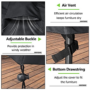 Outdoor Furniture Covers Waterproof, 600D Heavy Duty Patio Furniture Set Cover Outdoor Table and Chair Covers, 126"x126"x28" Square Patio Covers for Outdoor Furniture, Black with White Border