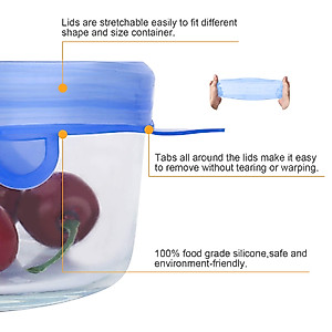 Reusable Premium Silicone Stretch and Seal Lids 14PCS for Food Storage, Flexible Round Silicone Bowl Covers, 7 Different Sizes - Keep Food Fresh, by YXYL