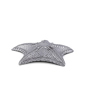 Arthur Court Aluminum Starfish Vanity Tray, Desktop Storage Organizer, Catchall, Valet, Nightstand or Dresser Serving Snack Tray - Ocean Décor Food Safe Hand Polished 6 inch X 7 inch