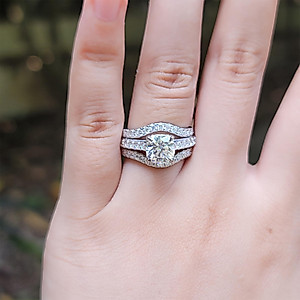 DovEggs 0.85CTW GHI Moissanite Lab Created Diamond Half Eternity Curved Enhancer Guard Wedding Rings 14k Gold QUALITY Sterling Silver Anniversary Wedding Rings for Women(Wedding Band Only, 8)