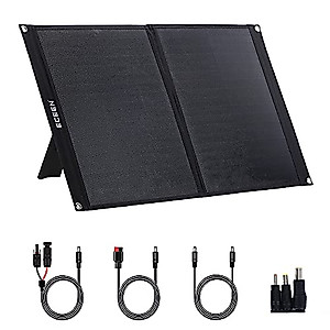 ECEEN 60W Portable Solar Panel Charger with USB QC3.0 & Type-C Ports for Tablet Laptop Camera Phone GPS Camping Lamp and DC Output for Solar Generators Power Stations 12V Car Boat RV Battery…