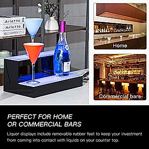 Goodyo Liquor Bottle Display Shelf LED Lighted Bar Shelf 2 Step 16" Length,Multiple Colors