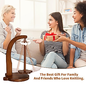 HanaWood Yarn Holder for Knitting and Crocheting,Crochet Gift for Knitting Lovers,Wooden Yarn Spinner for Crocheting，yarn ball holder for knitting