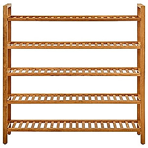 vidaXL Solid Oak Wood Shoe Rack, Rustic Farmhouse Decor, 5 Shelf Organizer, Compact and Portable Storage Space, Brown