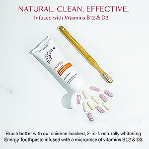 Better & Better Energy Toothpaste with Vitamin B12 & D3 | Fluoride Free, SLS Free Toothpaste 1 CT | Fresh Breath with Organic Mints | Natural, Vegan, and Whitening Toothpaste for Bones & Energy