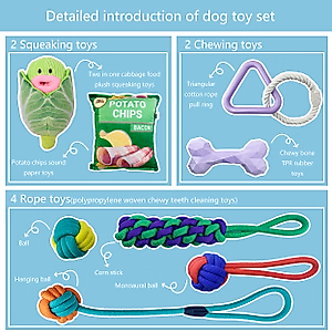 Sysmashing Dog Toys for Aggressive Chewers,8pcs Interaction Toys,tug of war Toys,Hide Food Toys,Indestructible Dog Leash Toys for Small and Medium-Sized Dogs,Safe Materials for Teeth Cleaning
