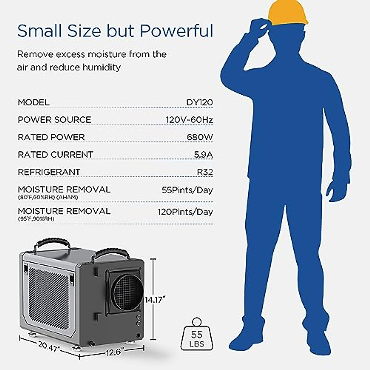 120 Pints Commercial Dehumidifiers for Basement,Crawl Space Dehumidifier with Drain Hose, Industrial Dehumidifier for Large space,Optional Remote Control,Whole House,Auto Defrose