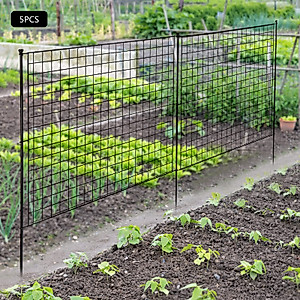 4 Pack Metal Garden Fence Panels Barrier 25in Wire Fences Pet Fence Kit Outdoor Heavy Duty Tall Outdoor Landscape Patio Yard Fencing Border Animal Barrier