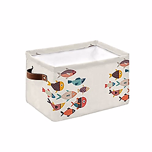Storage Basket Multi-Color Fish Storage Bins Decorative Cartoon Funny Fishes Ocean Animals Foldable Baskets for Toys Decorative Baskets for Closet Nursery