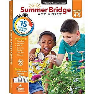 Summer Bridge Activities 4th to 5th Grade Workbook, Math, Reading Comprehension, Writing, Science, Social Studies, Fitness Summer Learning Activities, 5th Grade Workbooks All Subjects With Flash Cards