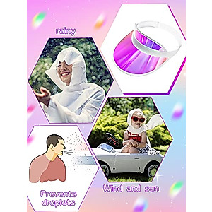 Geyoga 6 Pcs Pink Clear Sun Visor Hats Plastic Sun Visor UV Protection Golf Cap Unisex PVC Transparent Visor Cap for Women Men