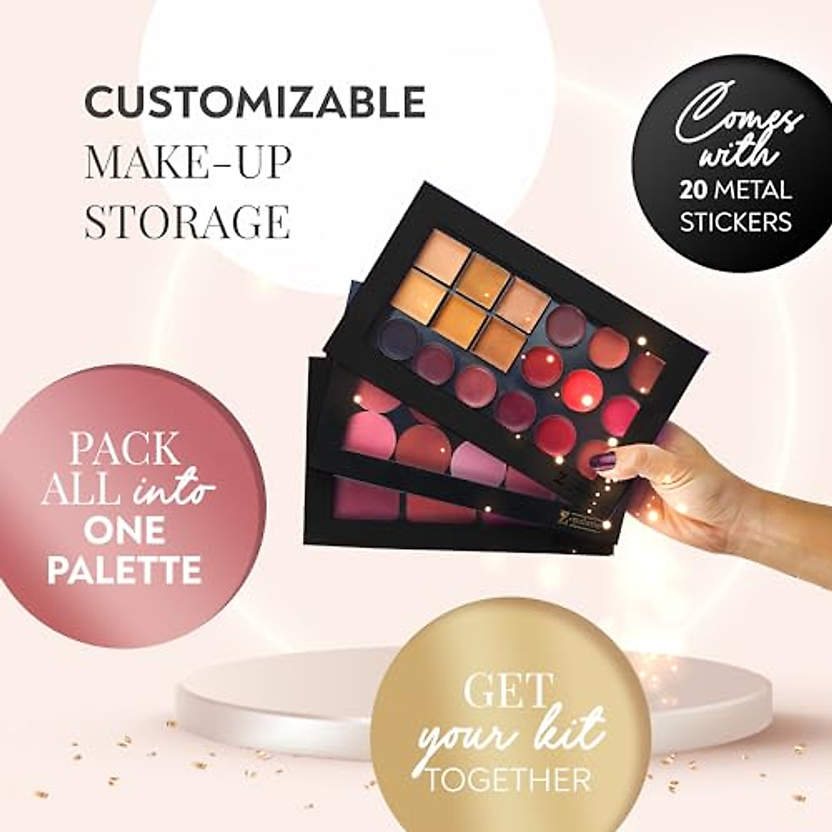 Z Palette Large Magnetic Makeup Palette, Empty Magnetic Palette, Universal Magnet makeup palette for Eyeshadows, Powders, Customizable Beauty Organizer with Clear Window