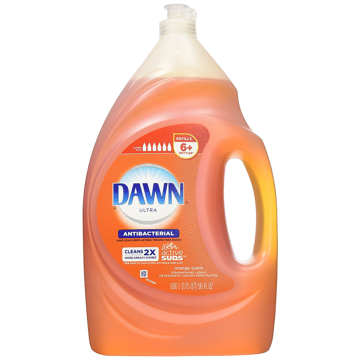 Dawn Ultra Concentrated Antibacterial Hand Soap Dishwashing Liquid Refill, Orange Scent, 56 Ounce