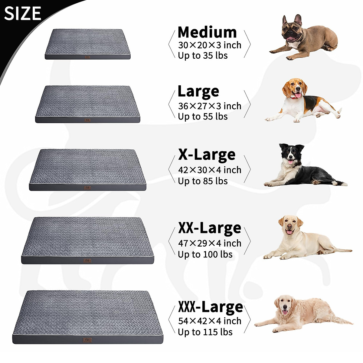 Dog Beds Large Sized Dog,Orthopedic Dog Beds for Large Dogs with Removable Washable Cover &Anti-Slip Bottom,Dog Bed for Crate Dog Mats-Extra Large