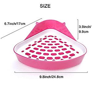 Lucky Interests 3 pcs Triangle Rabbit Litter Tray, Guinea Pig Training Corner Small Animal Toilet Potty Chinchilla Potty Box with Mini Broom & Dustpan, Disposable Cage Liner for Hamster Ferret Bunny