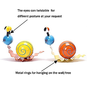 Cruis Cuka Metal Garden Decor Cute Snail Yard Art Outdoor Lawn Patio Ornament Fence Decorations for Outside - Set of 2(Yellow,Orange)