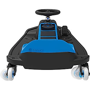 Razor Crazy Cart Shift for Kids Ages 6+ (Low Speed) 8+ (High Speed) - 12V Electric Drifting Go Kart for Kids - High/Low Speed Switch and Simplified Drifting System, for Riders up to 120 lbs,Black/Blue