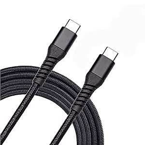 HTC USB C to USB C Charger Cable 6ft, 𝟭𝟬𝟬𝙒 PD Fast Charging USB C Nylon Braided Type-C Charging Cord Compatible with Samsung Galaxy S21/S20+, iPad Pro, MacBook Pro, Google Pixel and More (Black)