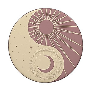 Yin Yang Moon & Sun - Day & Night Rosy Brown PopSockets Standard PopGrip