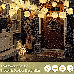 ShuoMei 24Pcs Solar Chinese Lantern String Lights, Chinese New Year Decorations 2023, Decorative Hanging LED Light, Christmas Lights Outdoor for Patio, Garden, Yard, Christmas Decoration (Warm White)