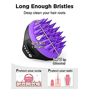 HEETA Shampoo Brush, 2-Pack Upgraded Wet and Dry Hair Scalp Massager Brush with Soft Silicone Hair Brush for Women, Men, Pets(Black & Purple)