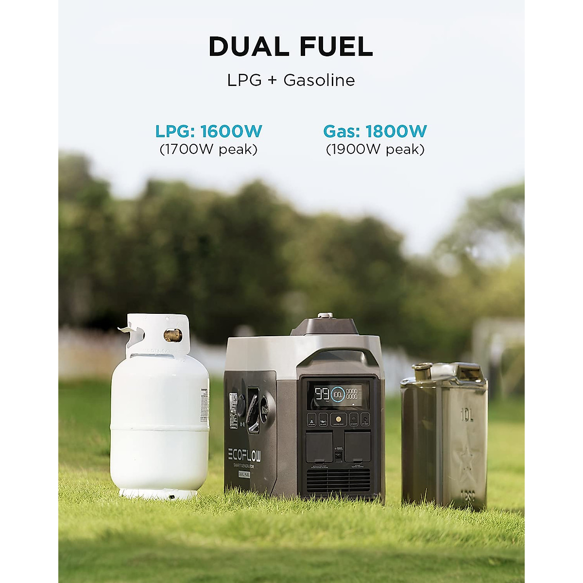 EF ECOFLOW 1800W Dual Fuel Smart Generator with Both LPG and Gas Powered Support, Smart Control, for Home Battery Backup, Emergency, Applicable for DELTA Pro/DELTA Max/DELTA 2/DELTA 2 Max