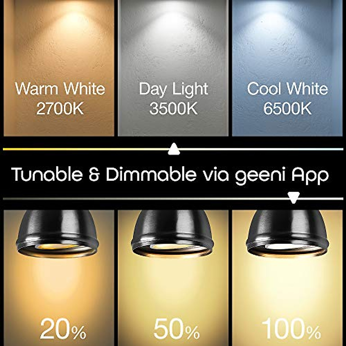 Geeni LUX MR16 2-Pack LED Smart Spot Light Dimmable Tunable GU10 Light Bulb 35W Equivalent 350 Lumens, No Hub Required Works with Alexa The Google Home, 2 Pack