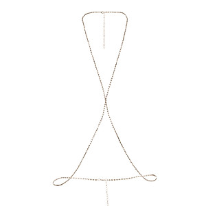 Acenail Boho Sexy Beach Body Chain Crystal Bikini Belt Chains Summer Rhinestone Bra Chain Waist Body Jewelry for Women and Girls (Gold)