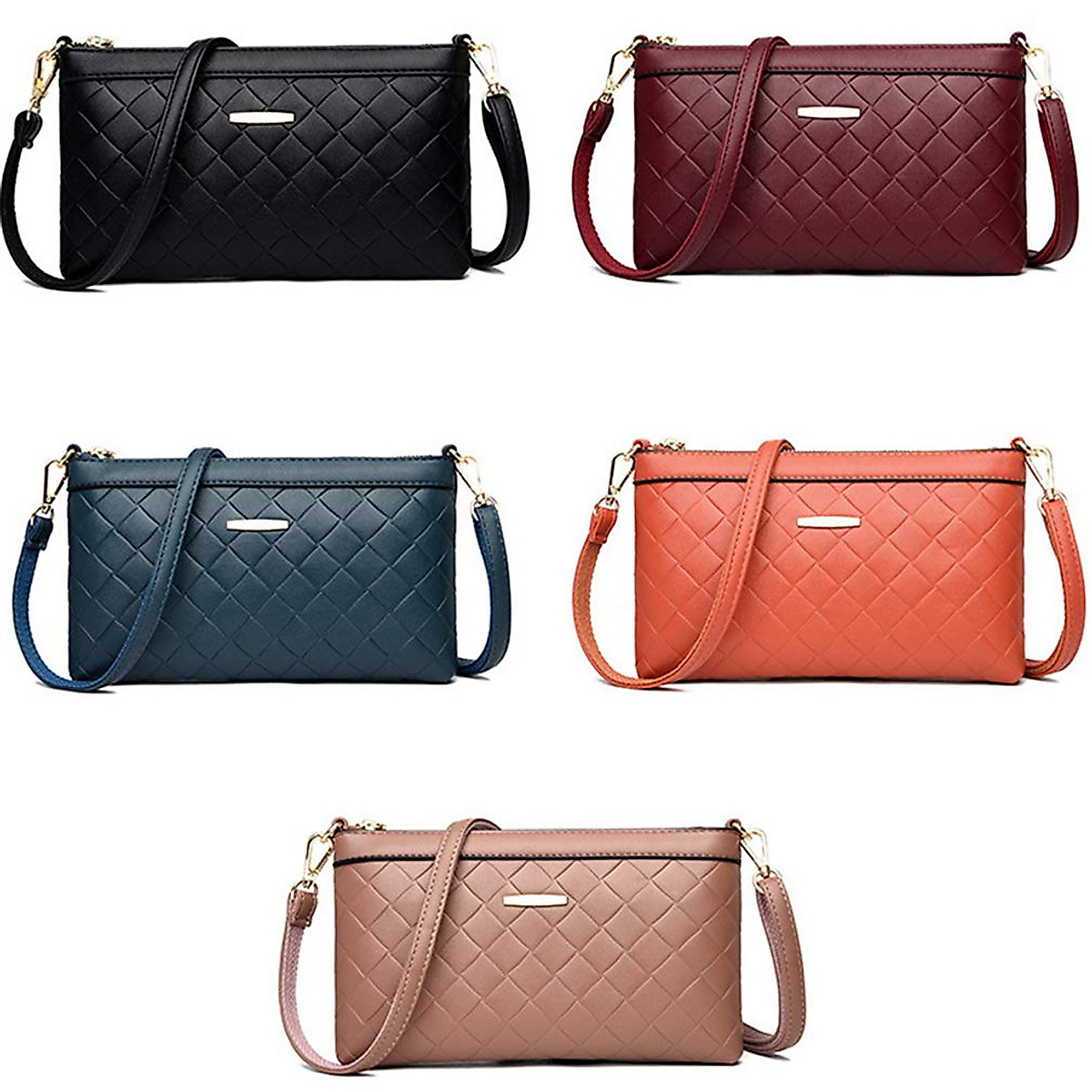 Sunshinejing Small Crossbody Bag for Women Leather Shoulder Bag Lightweight Cell Phone Wallet Wristlet Purse (Burgundy)