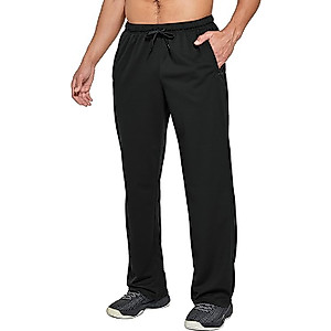Susclude Sweatpants for Men Loose Fit Open Bottom Mesh Running Pants Lightweight Athletic Workout Gym Pants with Pocket Black S