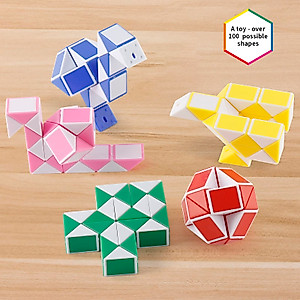 Ganowo 30 Pack Party favor, Medium Fidget Snake Cube Twist Puzzle Toys for Kids Teens Stocking Stuffers Bulk Birthday Party Supplies Goodie Bags Fillers, Random Colors