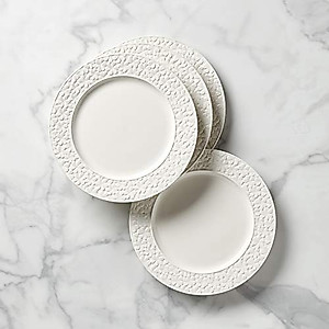 Kate Spade Blossom Lane 4-Piece Dinner Plate Set, 7.15 LB, White