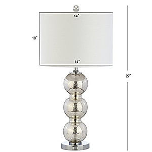 JONATHAN Y JYL1070B-SET2 Set of 2 Table Lamps Bella 27" Glass Triple-Sphere LED Table Lamp Contemporary Bedside Desk Nightstand Lamp for Bedroom Living Room Office, Mercury Silver/Chrome