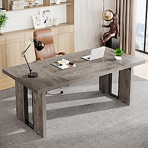 Tribesigns 70.9" Executive Desk, Large Office Computer Desk, Simple Laptop Desk Study Writing Table Workstation for Home Office