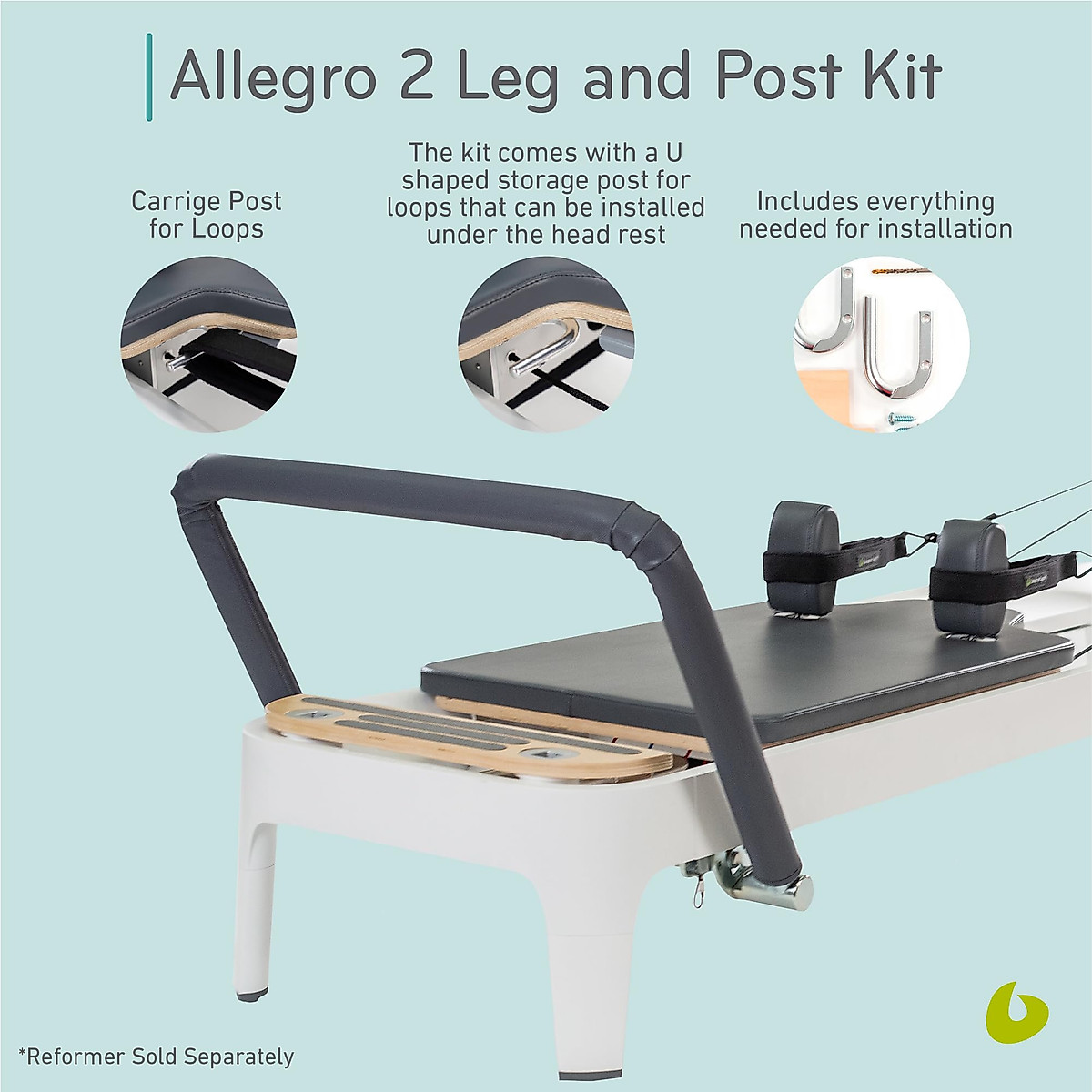 Balanced Body Allegro 2 Leg and Post Kit, Pilates Reformer Accessories, Workout Equipment for Home or Pilates Studio Use