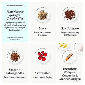 Nutrafol Women's Balance Hair Growth Supplement for Visibly Thicker Hair & Scalp Coverage 1 Bottle | 1 Month Supply