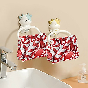 VIGTRO 6 Pack Super Absorbent Kitchen Towels,Christmas Candy Canes Premium Dish Cloths Towels, Sugar Red Sweets Gift Washable Fast Drying Dish Rags Reusable Cleaning Cloth 11x11