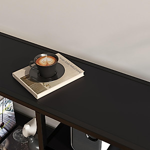 TECHMILLY Modern TV Stand for 55" TV, TV Table with Storage Shelves, Entertainment Center with Metal Frame, TV Console Table for Living Room, Bedroom, Black