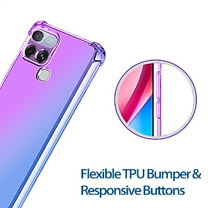 KOARWVC Case for Infinix Hot 10i Case, Smart 5 Pro PR652B X658E Case, Crystal Clear Case Gradient Slim Anti Scratch TPU Shockproof Protective Phone Cases Cover for Infinix Hot 10i (Purple/Blue)
