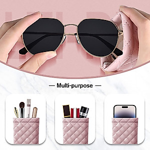 COMF-PRO Squeeze Top Sunglass Pouch - Portable Sunglass Organizer Pouch Bags Soft PU Leather Glasses 2 Pack