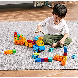 MEGA BLOKS Fisher-Price ABC Blocks Building Toy, ABC Musical Train with 50 Pieces, Music and Sounds for Toddlers, Gift Ideas for Kids Age 1+ Years