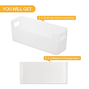 2 Pcs Kitchen Cabinet Door Organizer, Adhesive Mount Inside Cabinet Door Storage, Under Sink Door Storage Shelf for Kitchen, Bathroom, Office, Garage, Craft Room (Transparent)